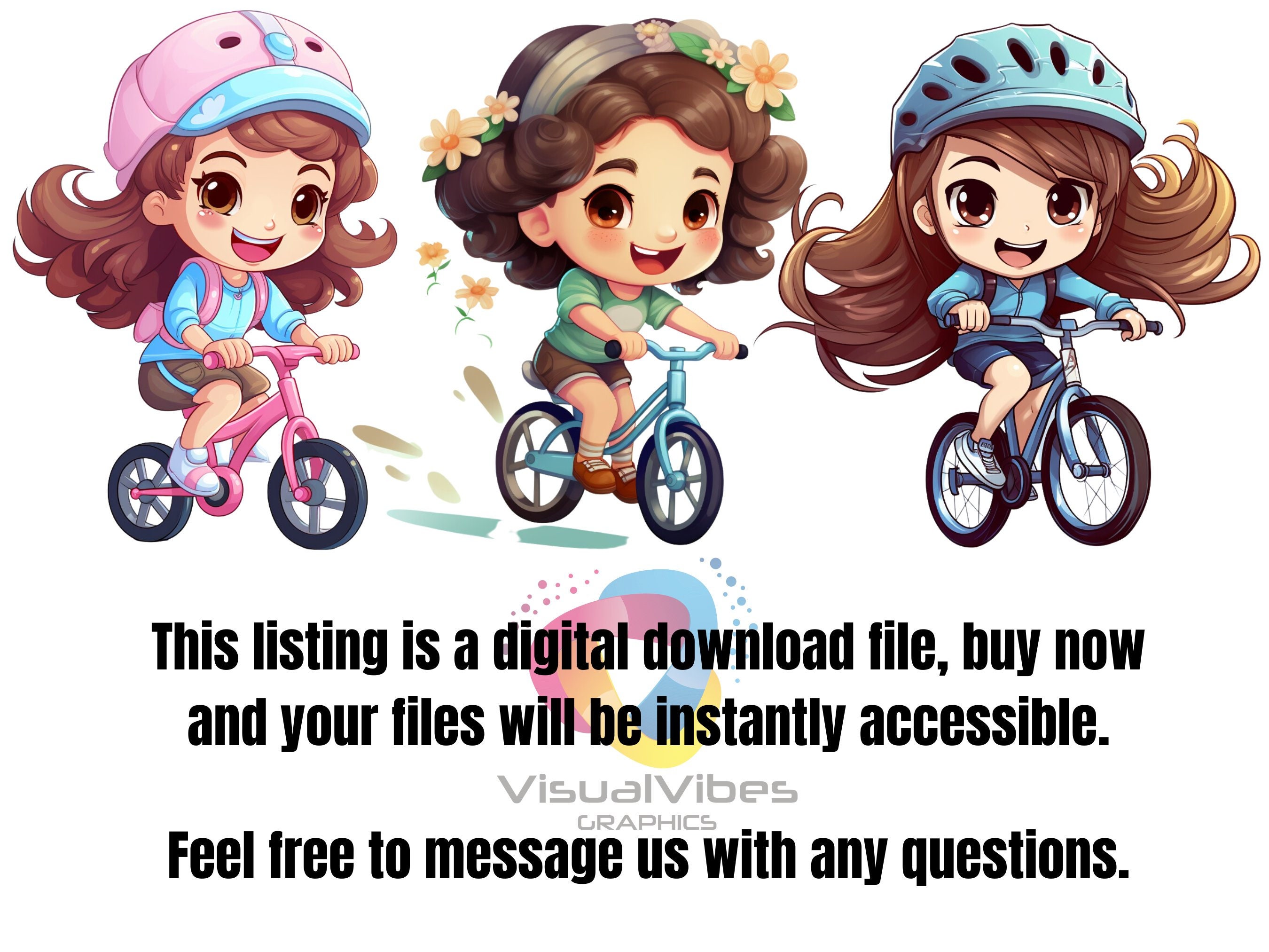 25+ Cute Cartoon Cycling Kids on Bikes Clipart Bundle Cycling Stickers ...