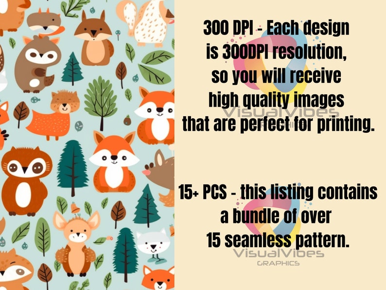 15+ Cute Animals Pattern Bundle | Animal | Cartoon Woodland | Kids ...