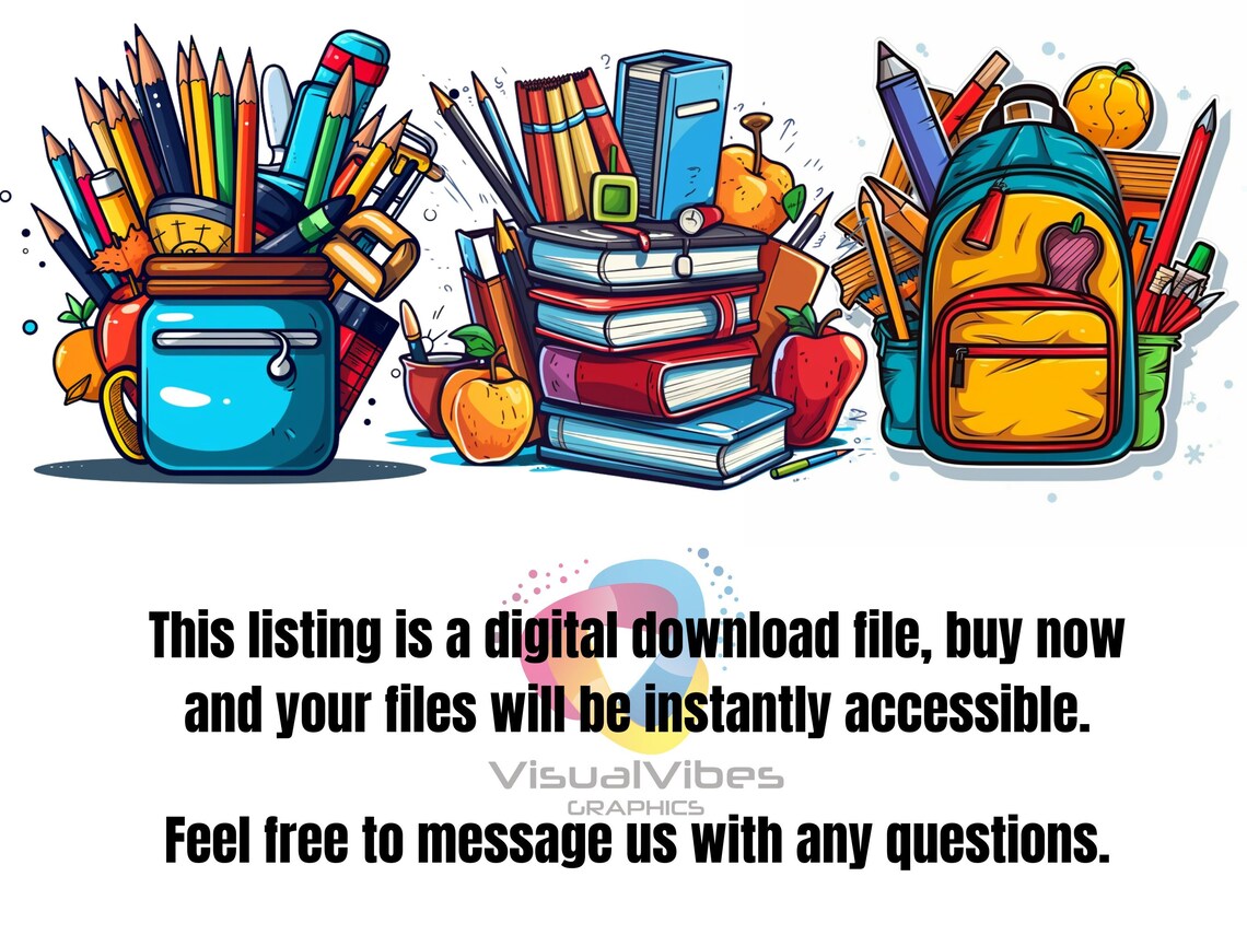 20 Back to School Clipart Bundle Sticker PNG Classroom Decorations ...