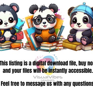20+ Cartoon Baby Pandas Clipart Bundle Back to School Sticker | PNG ...