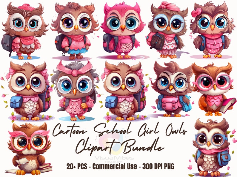 20+ Cute Baby Girl Owl Clipart | Girl Owl | Sticker | PNG | Commercial ...