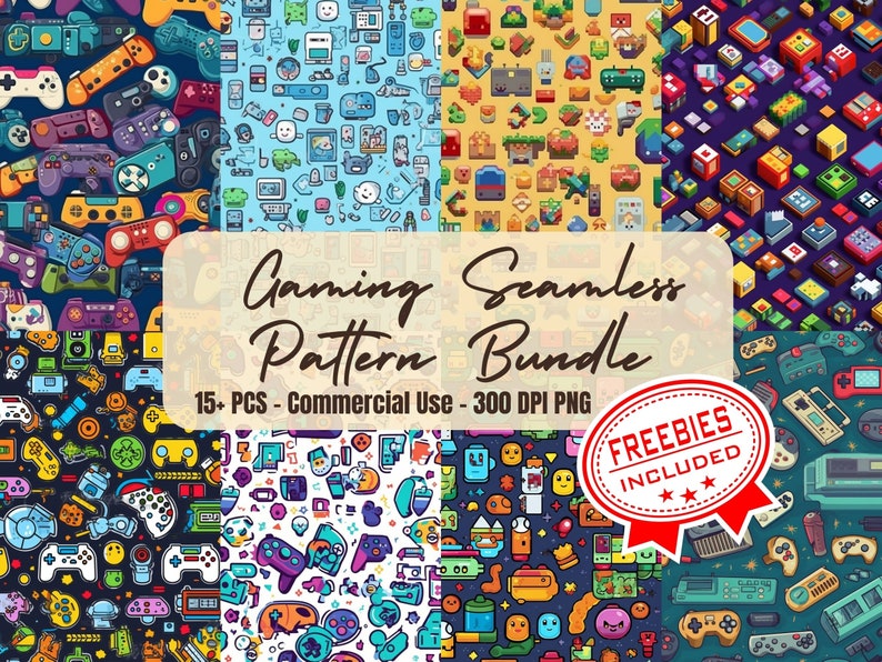 15+ Gaming Seamless Patterns Gaming Designs Png Stickers Seamless ...