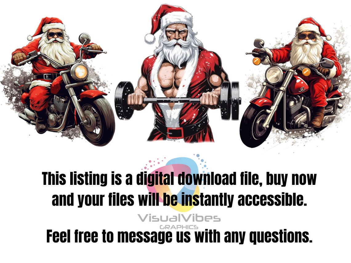 20+ Christmas Badass Santa Claus Clipart Bundle Christmas Tshirt Design ...
