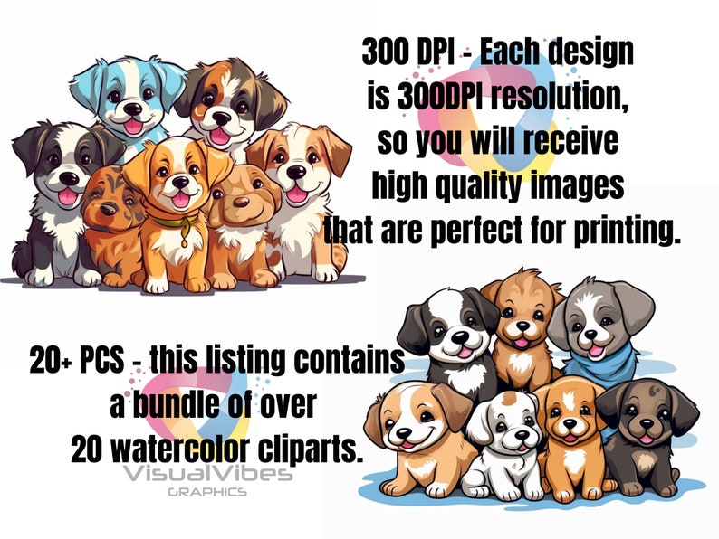20+ Cute Cartoon Puppies Clipart Group of Baby Dogs Sticker PNG ...