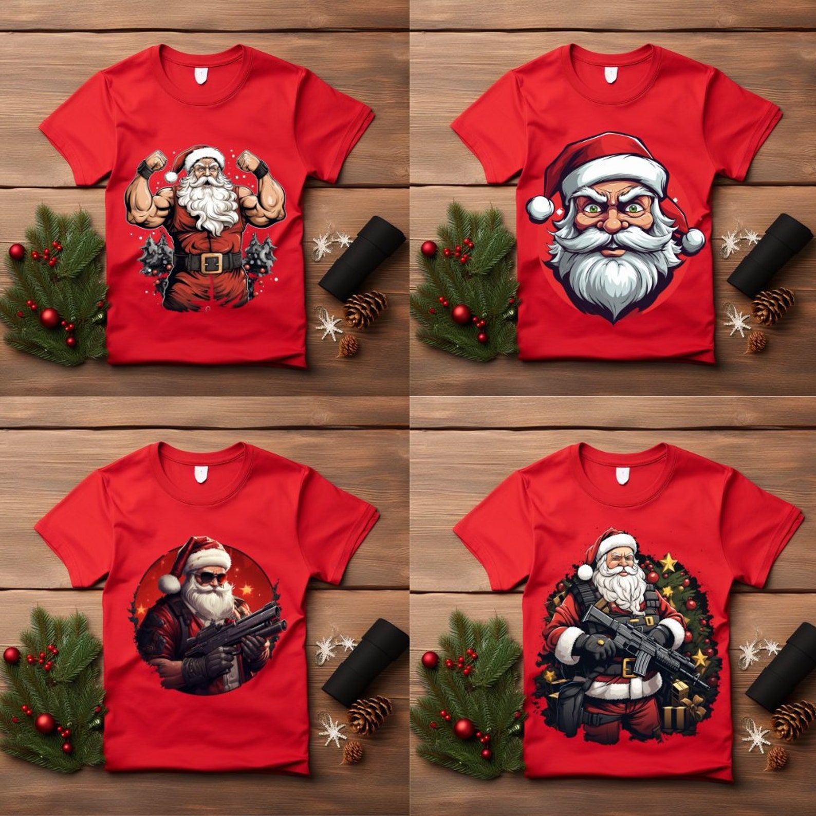 20+ Christmas Badass Santa Claus Clipart Bundle Christmas Tshirt Design ...