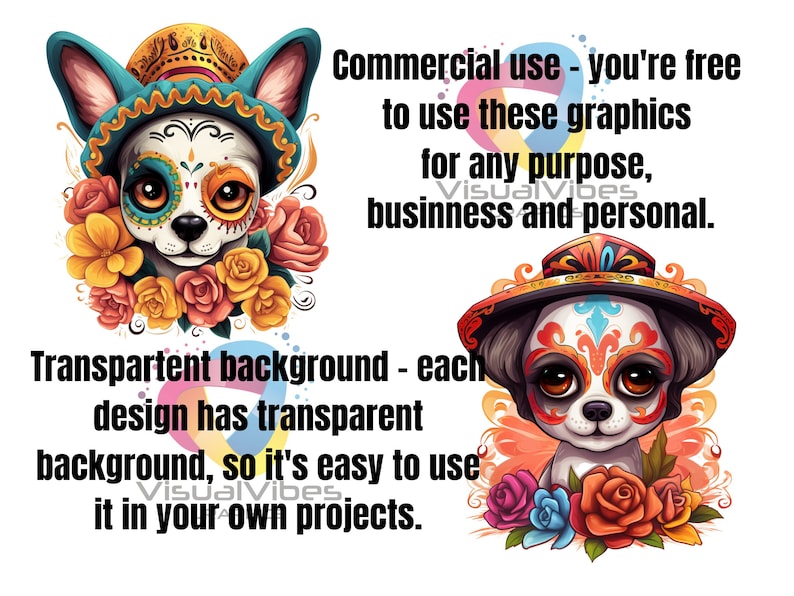 25 Cute Cartoon Dia De Los Muertos Dogs Clipart Bundle Halloween Dogs ...