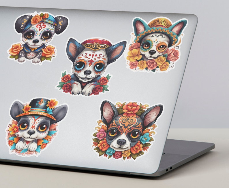 25 Cute Cartoon Dia De Los Muertos Dogs Clipart Bundle Halloween Dogs ...