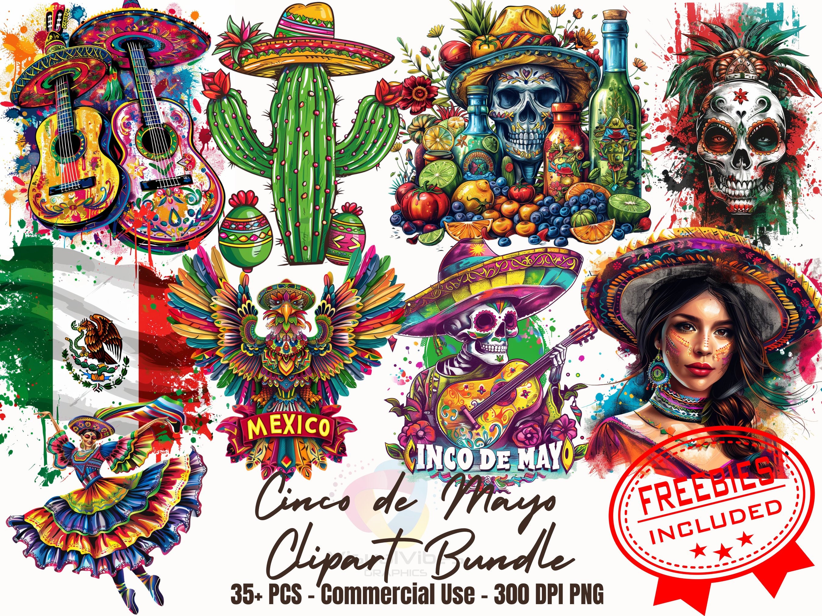 Over 35 Viva Mexico Clipart Bundle Mexican Tradition Illustrations ...