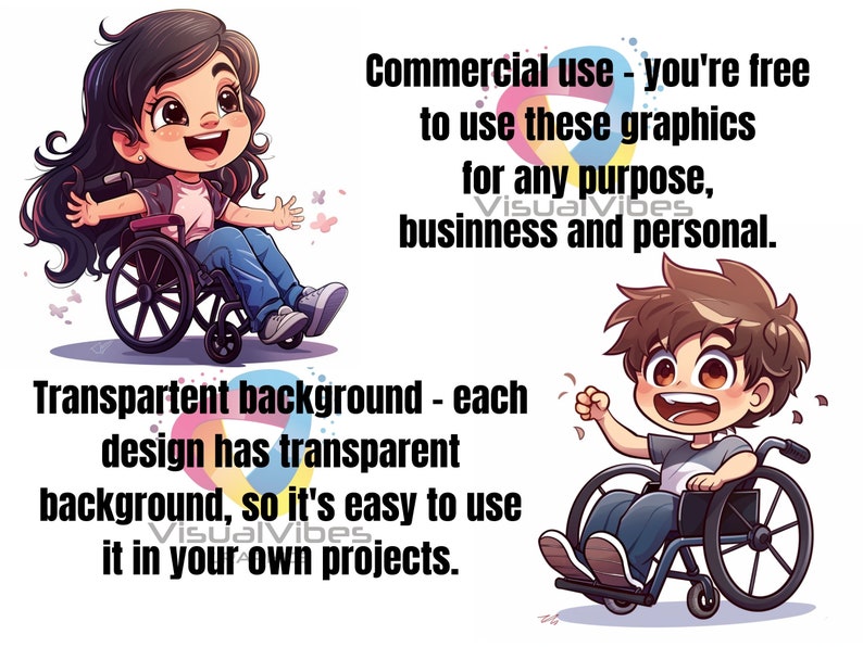 35+ Cute Cartoon Kids on Wheelchair Clipart Bundle Disabled Children ...