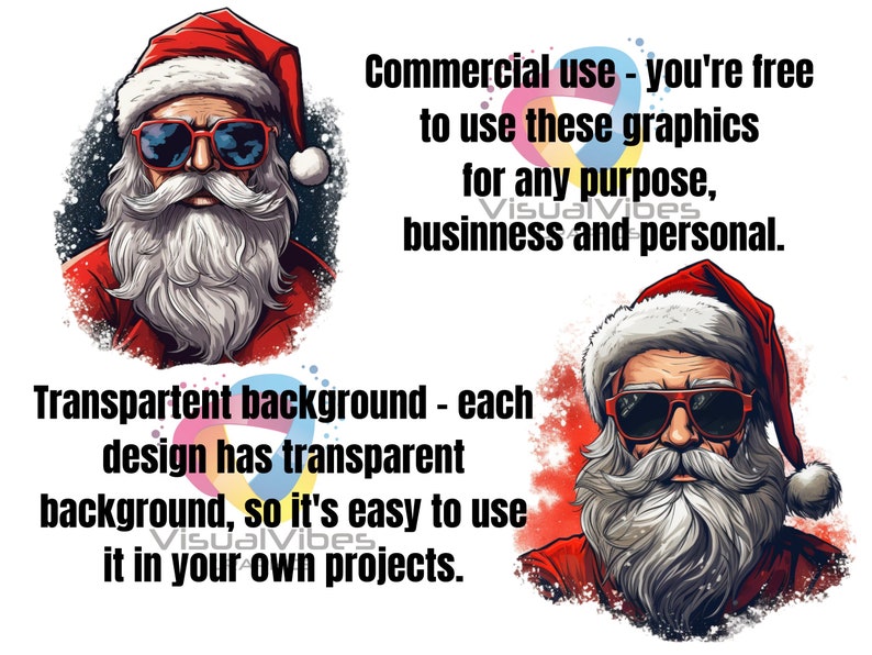 20+ Christmas Badass Santa Claus Clipart Bundle Christmas Tshirt Design ...