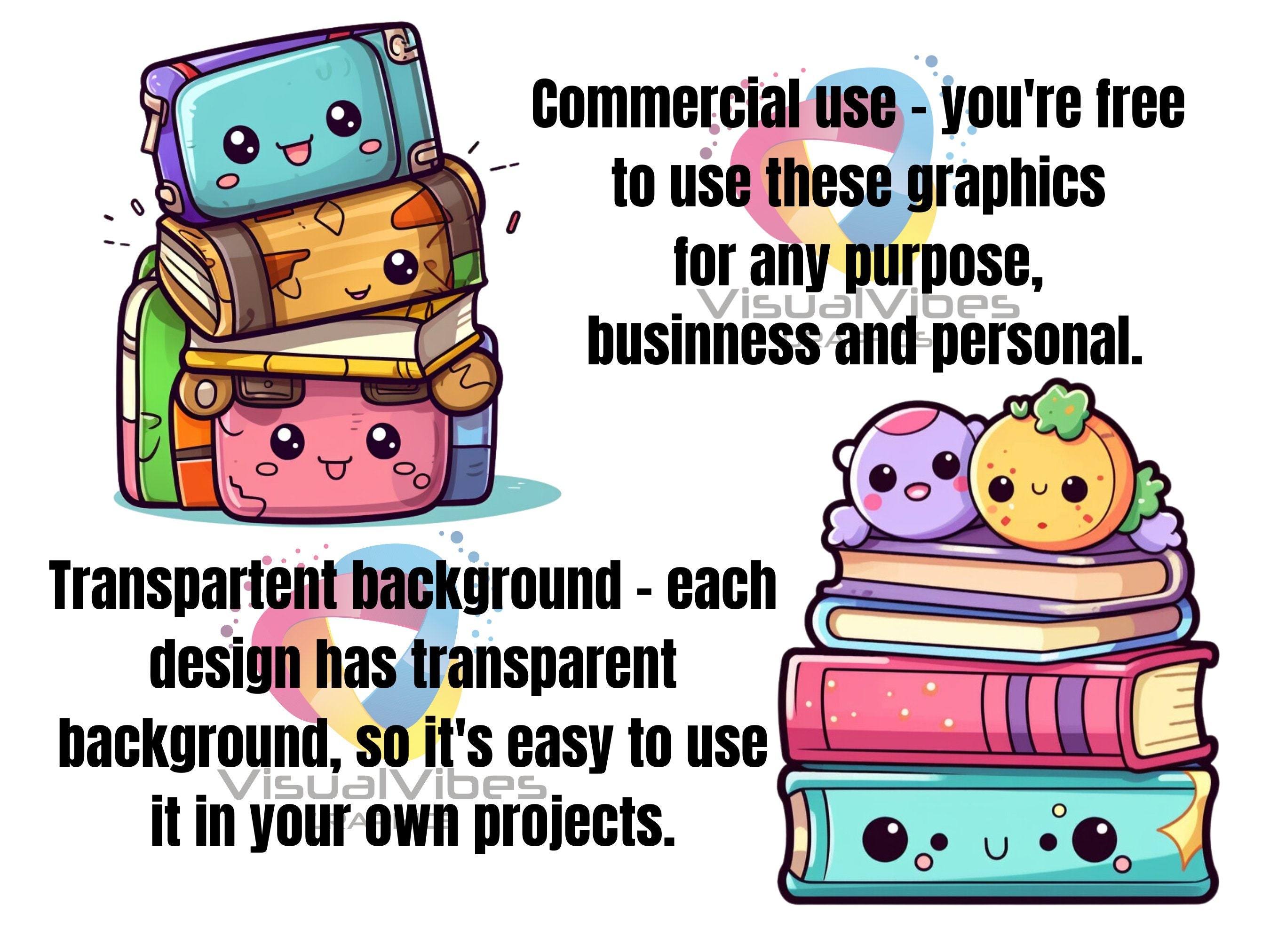 20 Kawaii Styles Back to School Clipart Bundle Kawaii Stickers Teacher ...