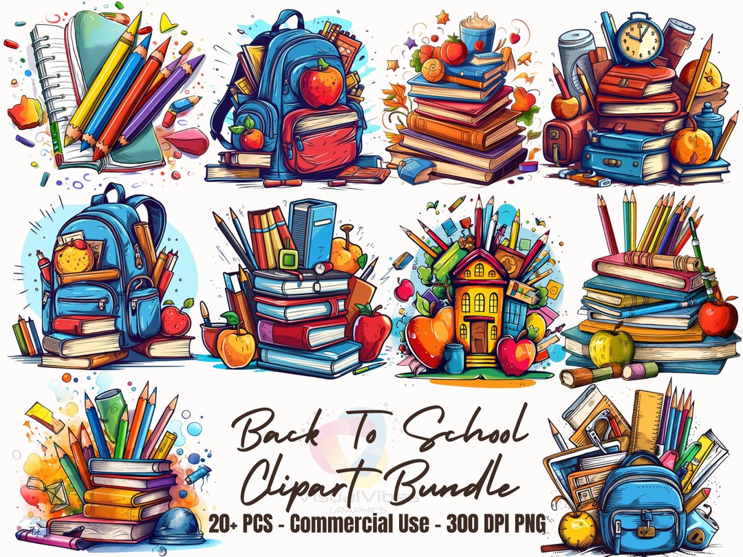 20+ Back to School Clipart Bundle Sticker PNG Classroom Decorations ...