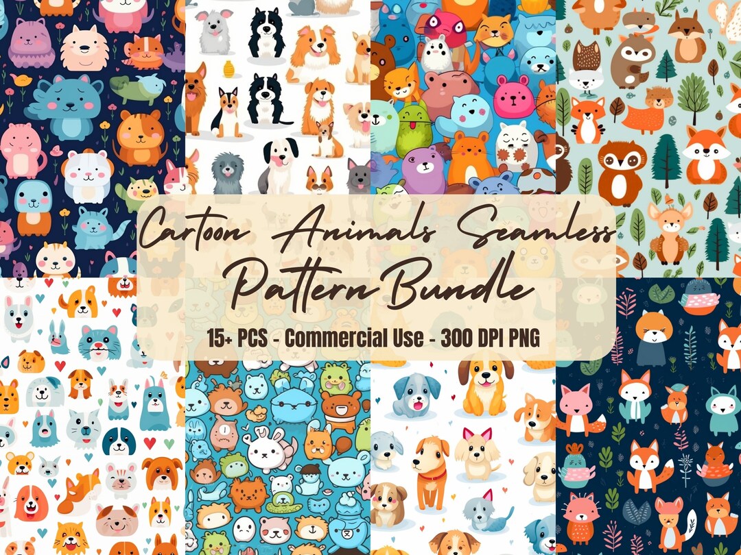 15+ Cute Animals Pattern Bundle | Animal | Cartoon Woodland | Kids ...
