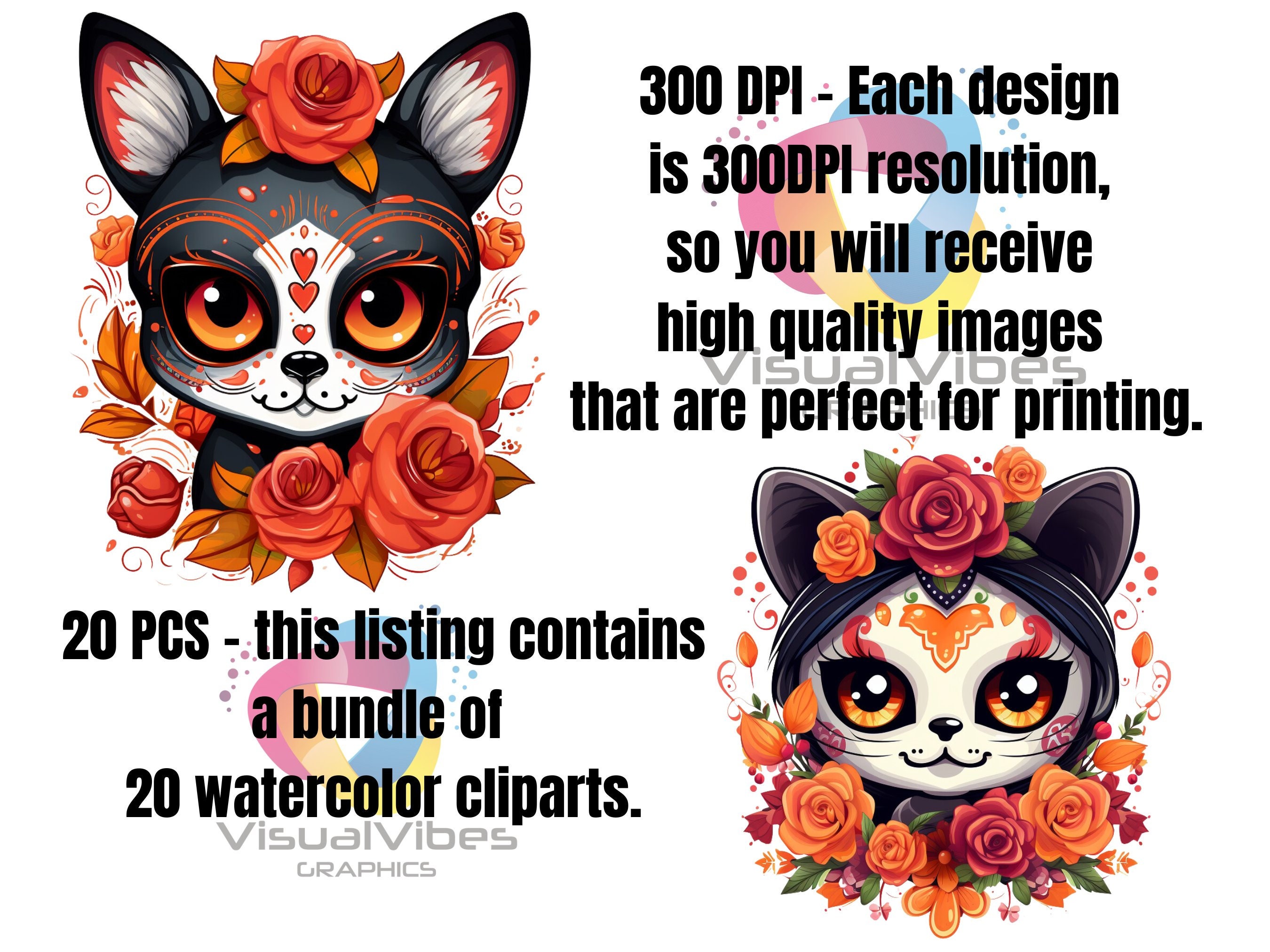 20 Cute Cartoon Dia De Los Muertos Cats Clipart Bundle - Etsy