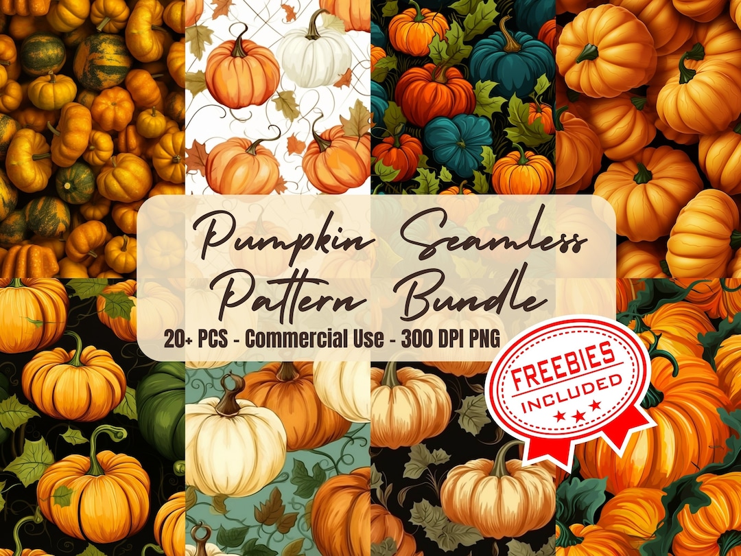 20+ Pumpkin Seamless Pattern Bundle Autumn Pattern Design Pumpkin ...