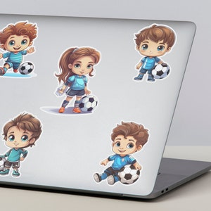 25+ Cartoon Kids in Soccer Costumes Clipart Bundle Sticker PNG Soccer ...