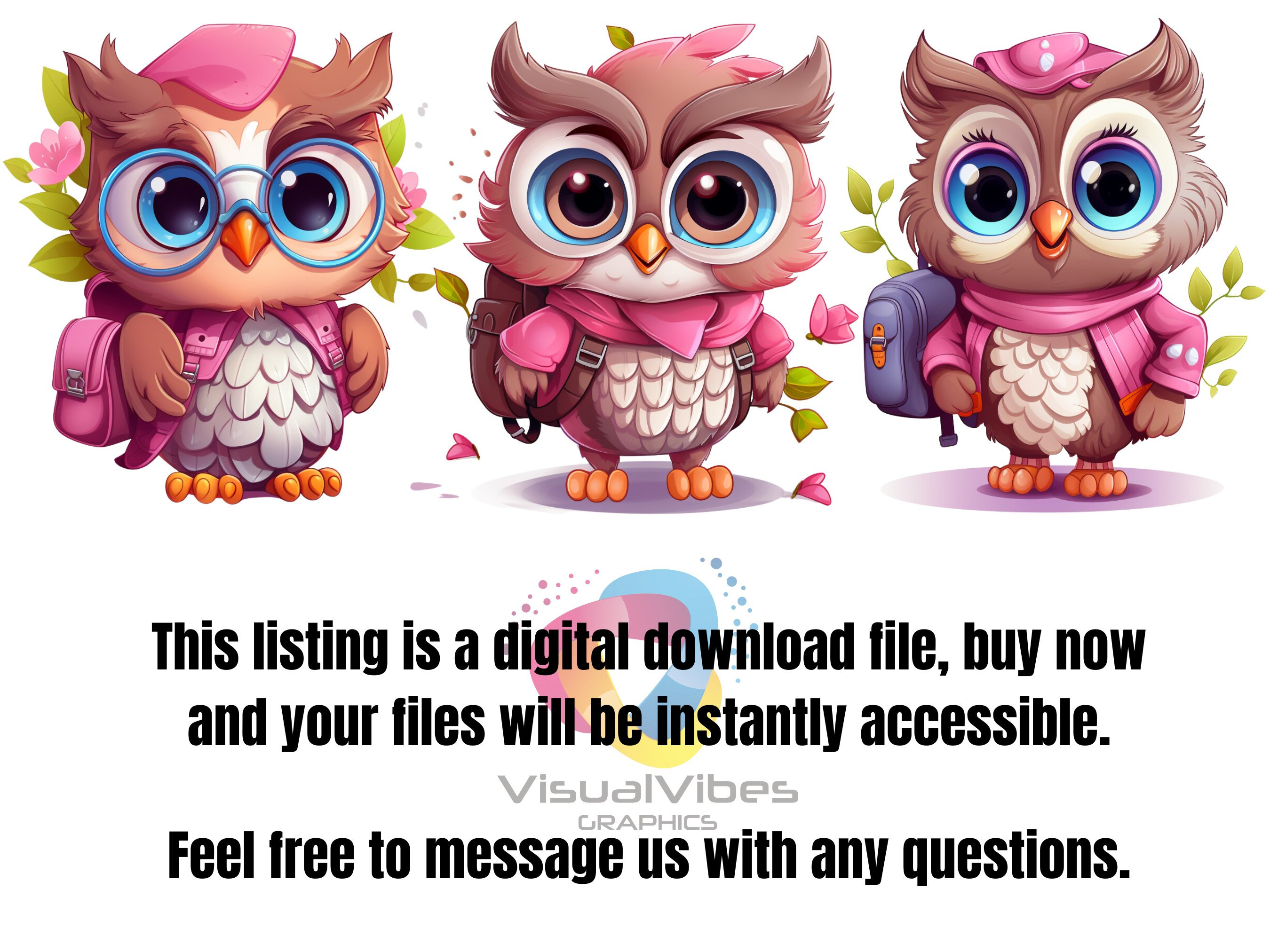 20 Cute Baby Girl Owl Clipart Girl Owl Sticker PNG Commercial Use ...