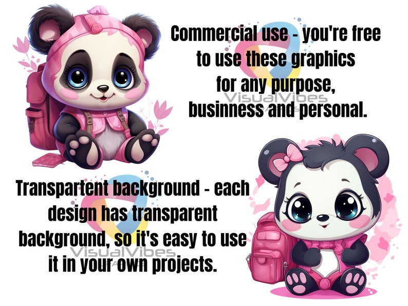 20+ Cartoon Baby Pandas Clipart Bundle Back to School Sticker | PNG ...