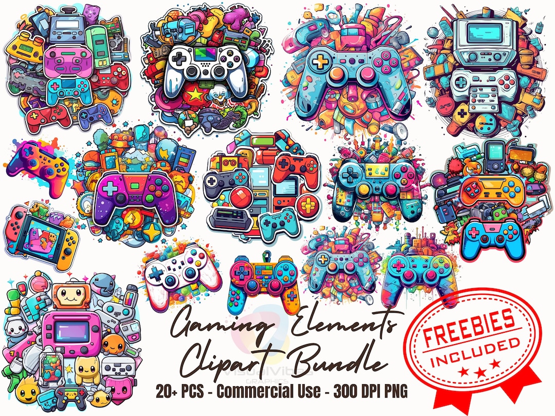20+ Gaming Clipart Bundle Gaming Stickers Png Gaming Room Decals ...