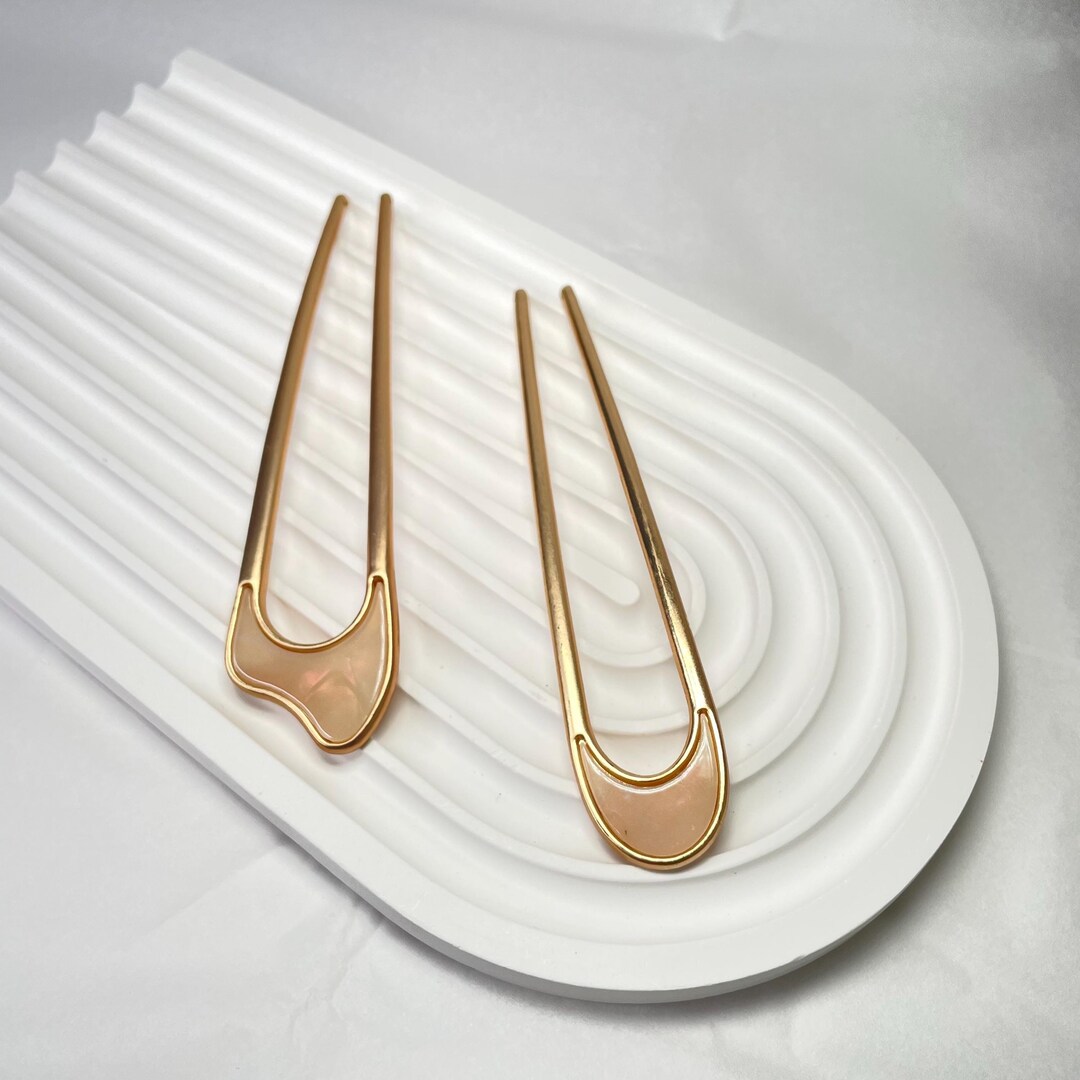 Gold Hair Pin | Hair Accessories for Women & Girls | Resin Hair Stick ...