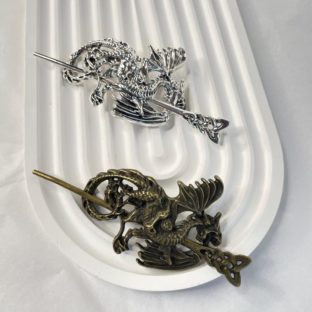 Dragon Hairpin | Dark Silver Pin | Halloween Hair Pin | Accessories ...