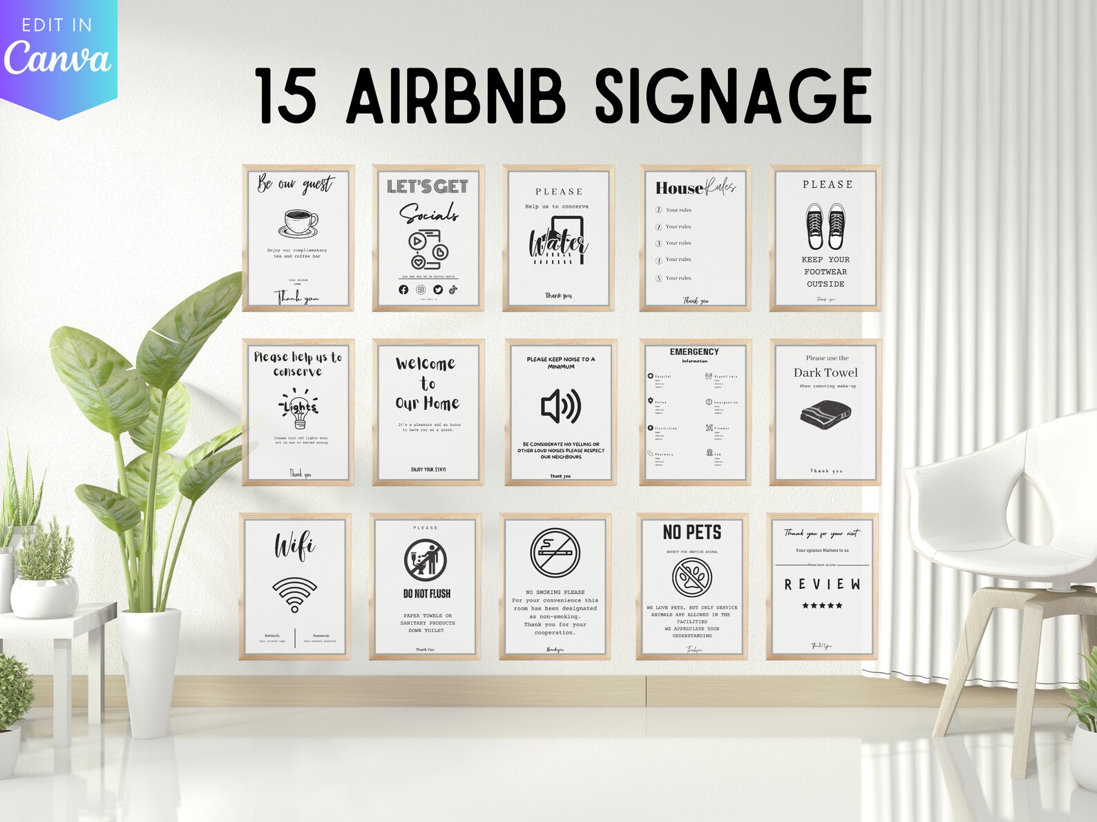 Airbnb Sign Bundles Airbnb Signs Airbnb Signs Template - Etsy