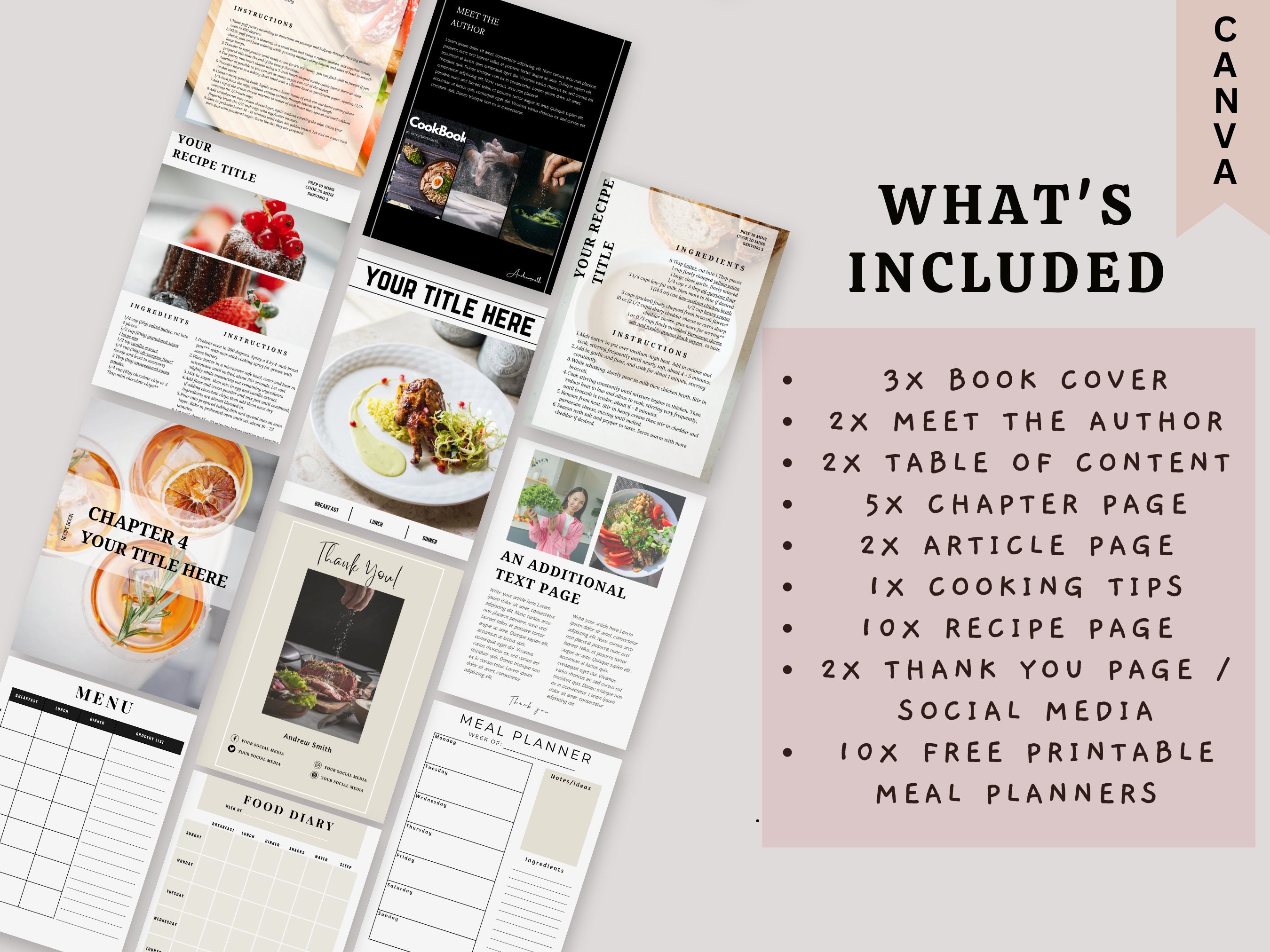 Recipe Book Template Printable Recipe Template | Editable Recipe Card ...