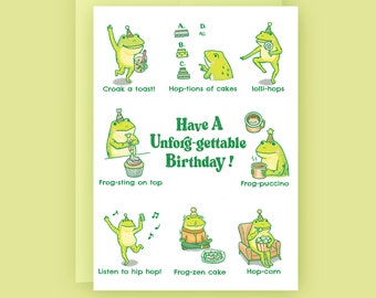 Frog Birthday Card never Froget Your Birthday - Etsy