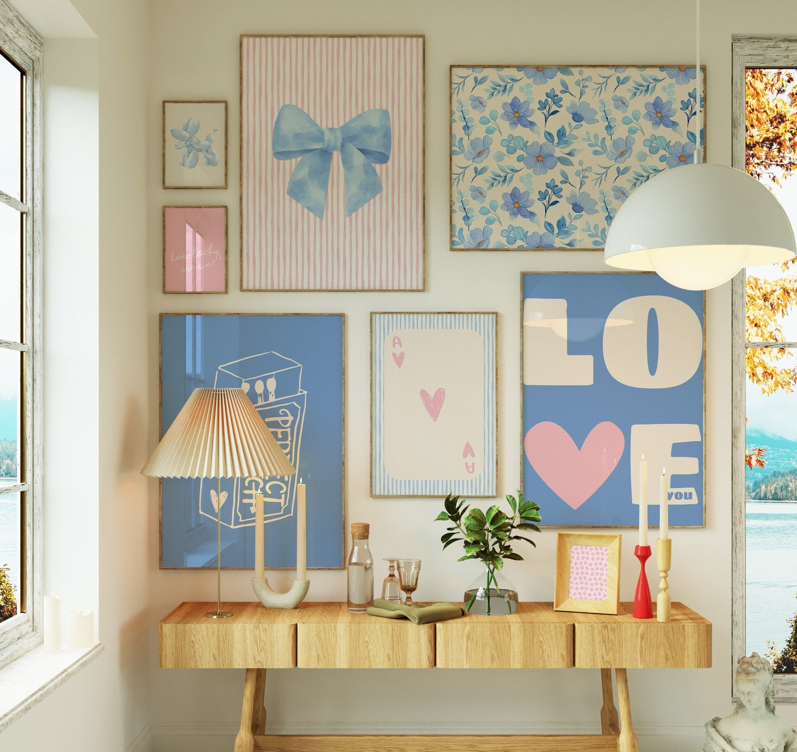 Pink and Blue Preppy Bundle Set of 20, Trendy College Apartment Decor ...