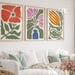 Boho Abstract Flowers Print Set of 6, Colorful Botanical Vintage Art ...