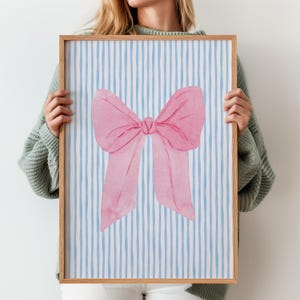 Trendy Pink and Blue Bows Wall Art Set of 3, Preppy Girls Dorm Room ...