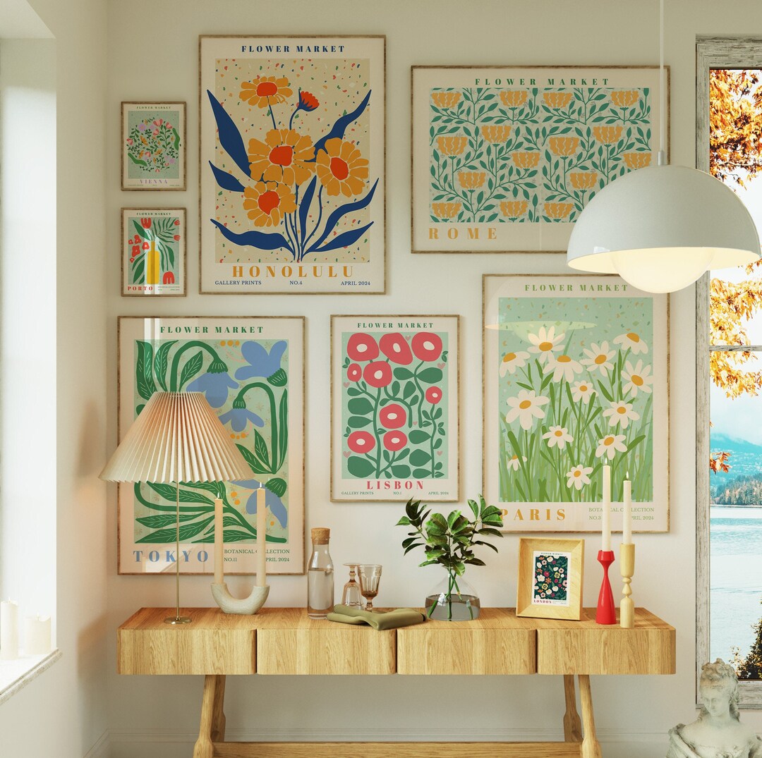 Flower Market Print Set of 16, Trendy Floral Posters, Custom Botanical ...