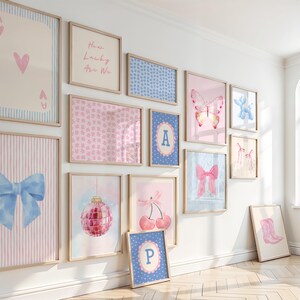 Personalized Blue and Pink Preppy Set, Custom Nursery Prints, Printable ...
