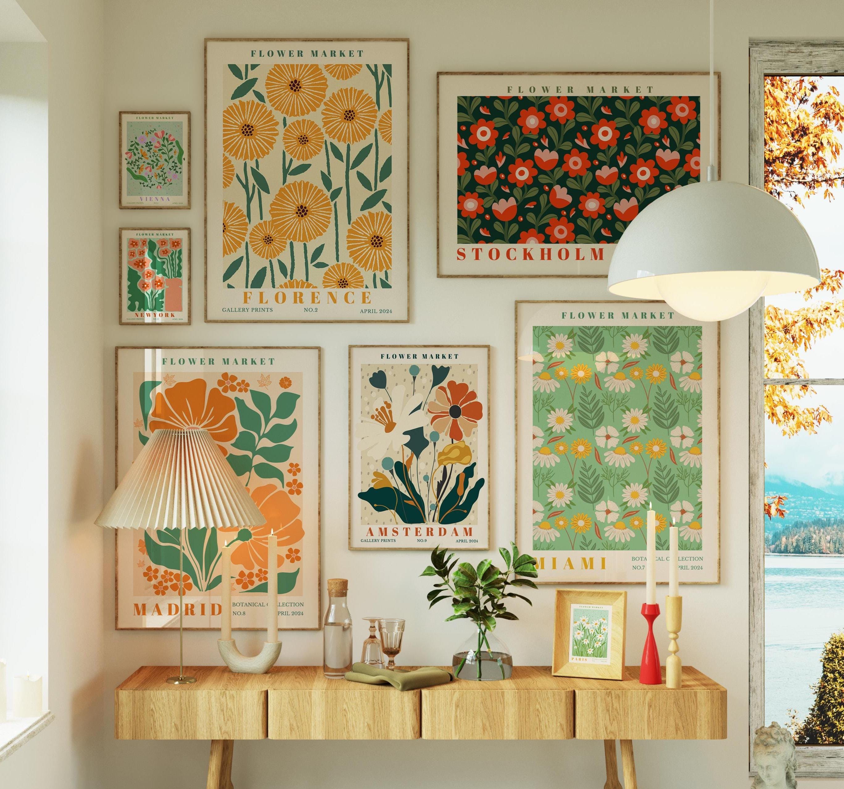 Flower Market Print Set of 16, Trendy Floral Posters, Custom Botanical ...