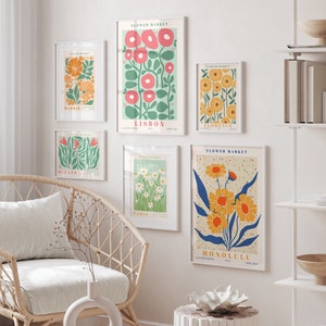 Flower Market Print Set of 16, Trendy Floral Posters, Custom Botanical ...