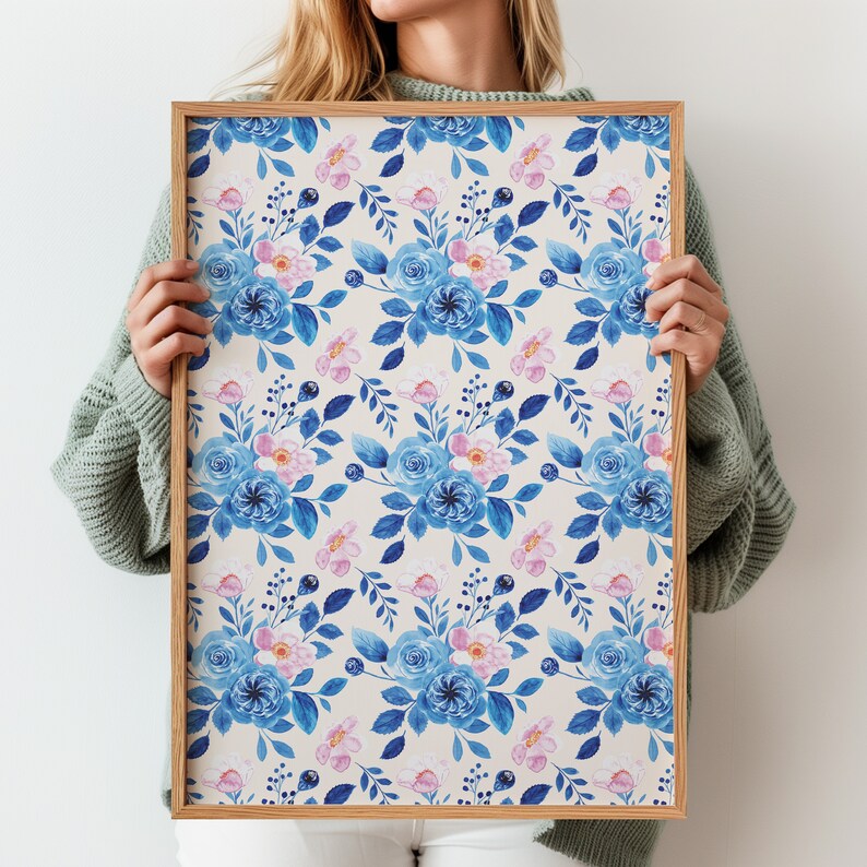 Pink and Blue Floral Bow Wall Art Set of 3, Preppy Ace Card Print, How ...