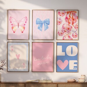 Pink and Blue Preppy Bundle Set of 20, Trendy College Apartment Decor ...