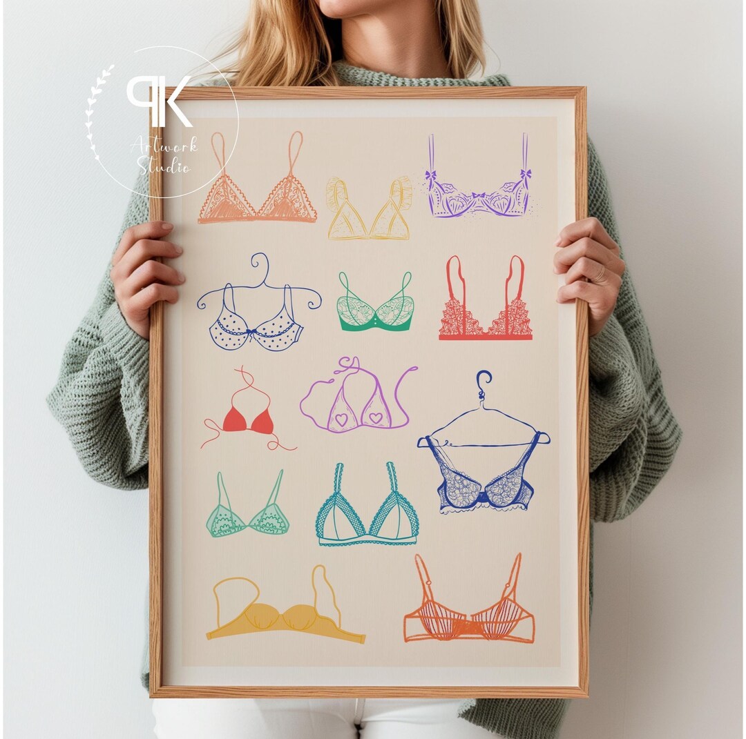 Bra Coquette Room Decor, Lingerie Trendy Print for Apartment, Preppy ...