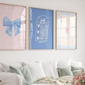 Pink and Blue Preppy Wall Art Set of 8, Coastal How Lucky Are We Print ...