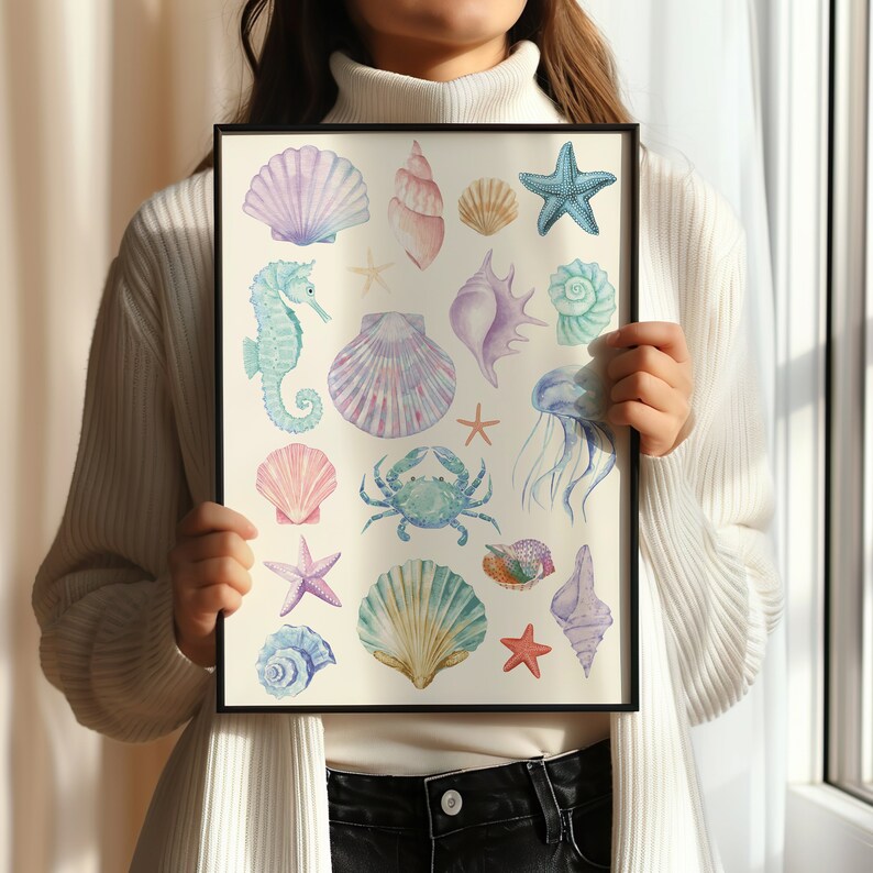 Coastal Cowgirl Dorm Decor, Preppy Seashell Wall Art, Beachy Room Art ...