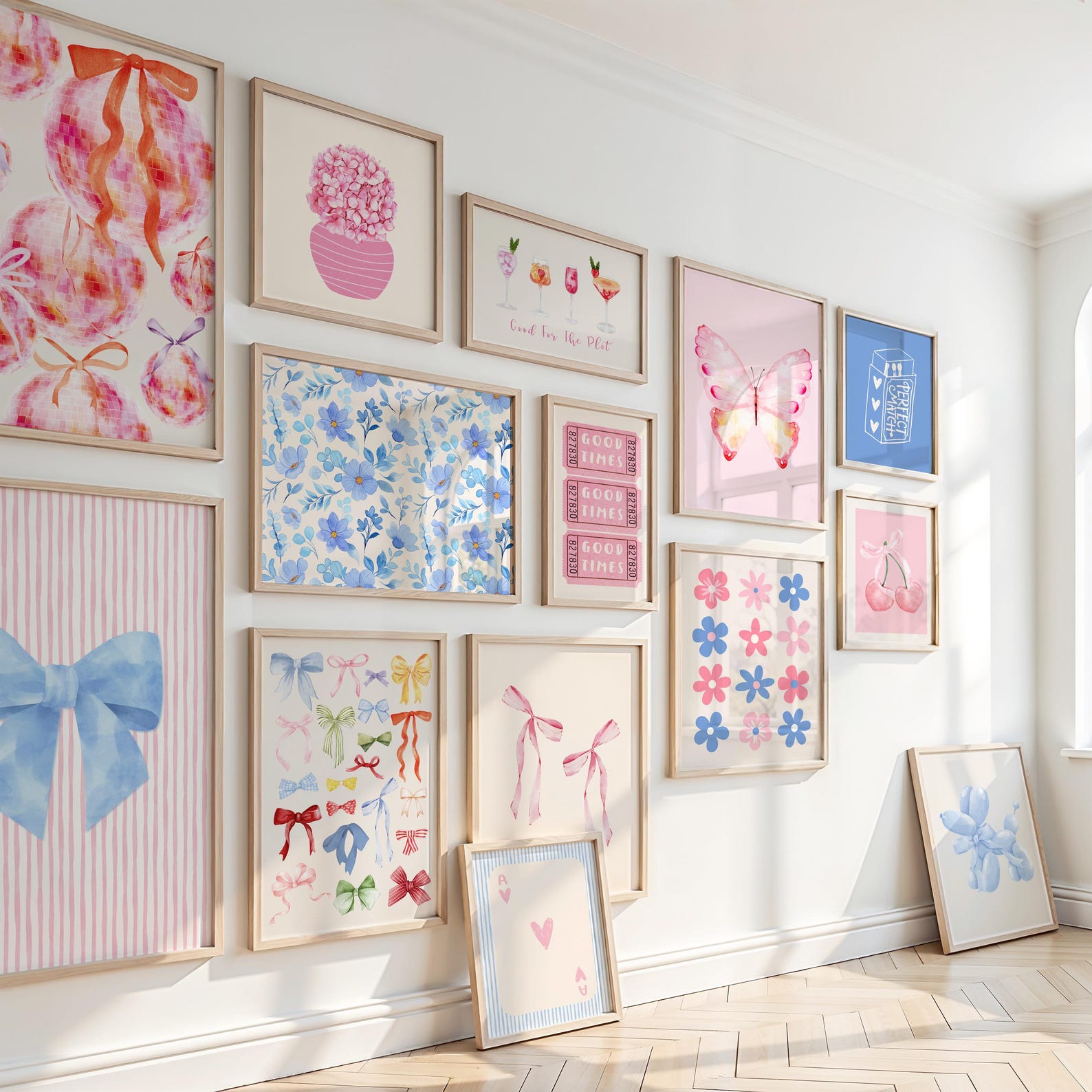 Pink and Blue Preppy Bundle Set of 20, Trendy College Apartment Decor ...