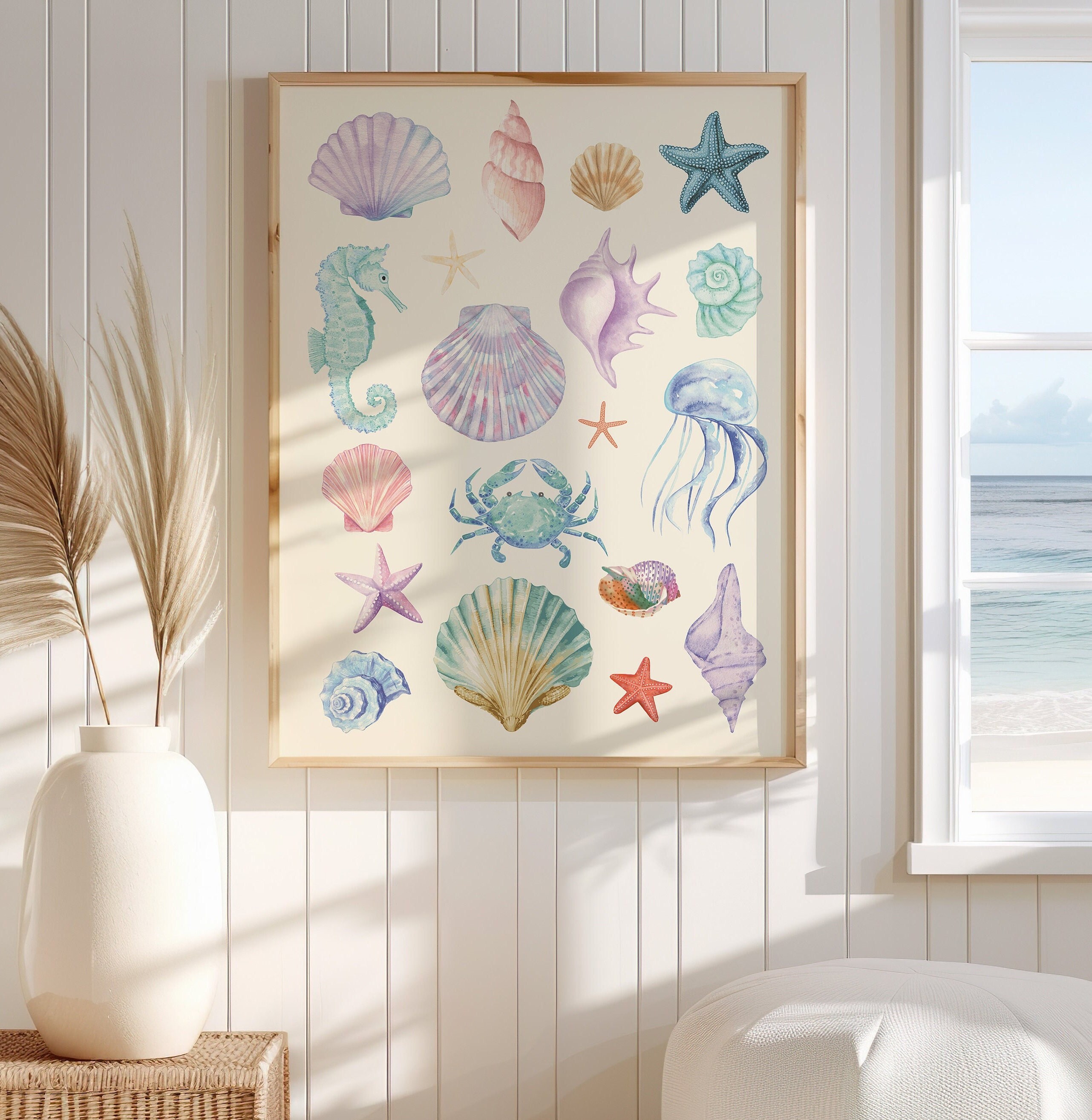Coastal Cowgirl Dorm Decor, Preppy Seashell Wall Art, Beachy Room Art ...