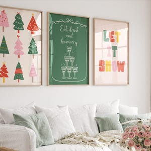 Set of 10 Christmas Wall Art Prints, Trendy Holiday Wall Decor ...