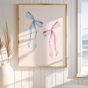 Pink and Blue Floral Bow Wall Art Set of 3, Preppy Ace Card Print, How ...