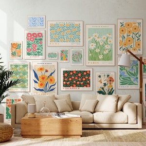 Flower Market Print Set of 16, Trendy Floral Posters, Custom Botanical ...