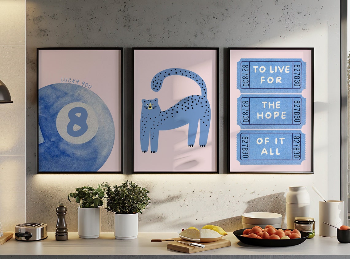 Preppy Dorm Art Prints: Cheetah, Matchbox, 8 Ball (set of 8) (digital ...