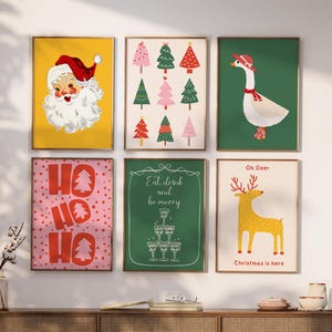 Set of 10 Christmas Wall Art Prints, Trendy Holiday Wall Decor ...