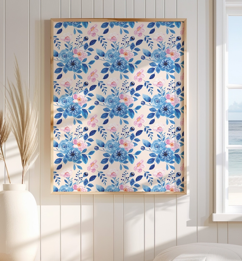 Pink and Blue Floral Bow Wall Art Set of 3, Preppy Ace Card Print, How ...