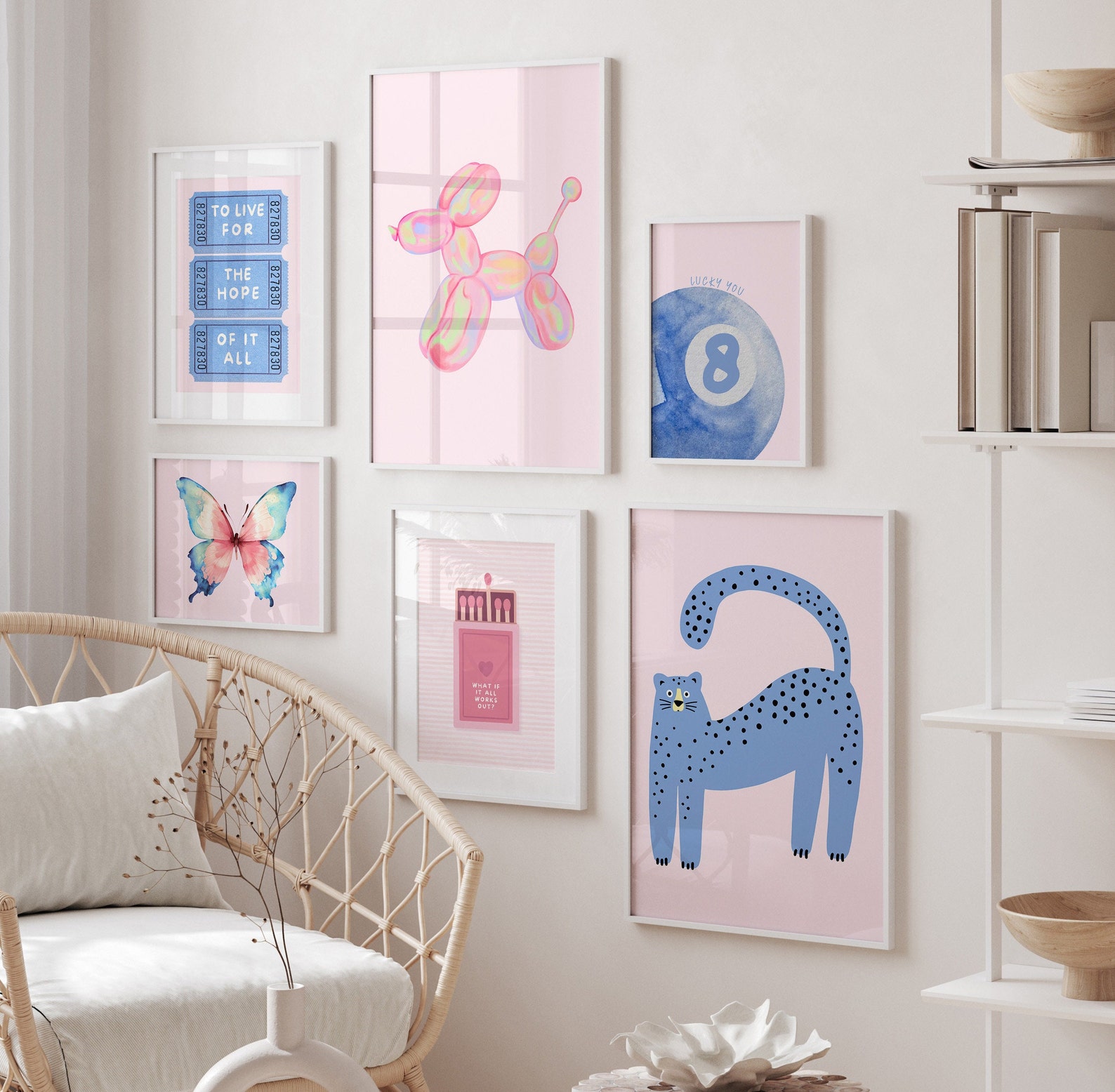 Preppy Dorm Art Prints: Cheetah, Matchbox, 8 Ball (set of 8) (digital ...