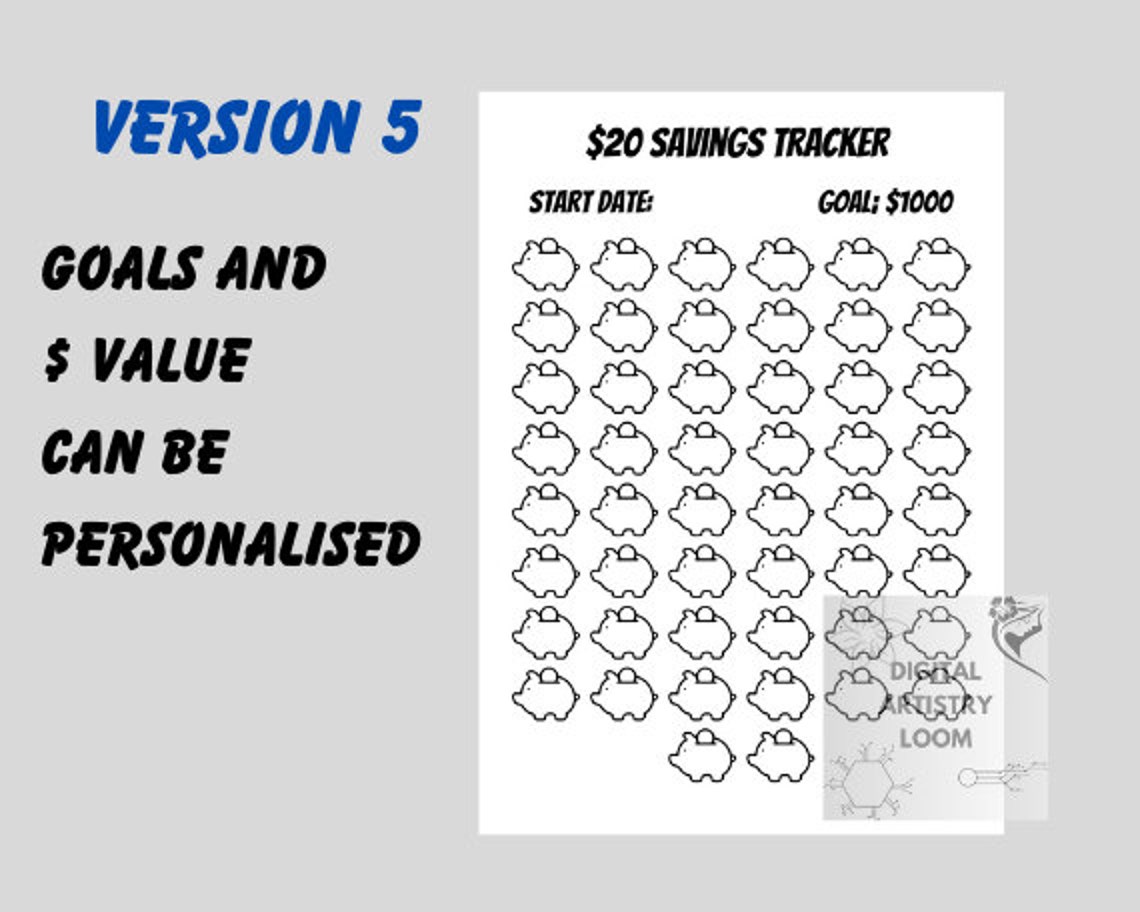 Savings Tracker Pack, Printable Savings Tracker, Personalised Savings ...
